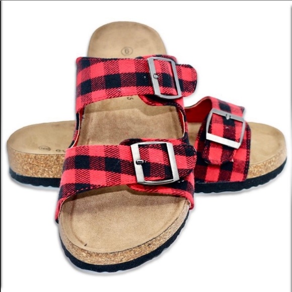 Everglades | Shoes | Last Pair Left Redblack Plaid Flannel Sandals ...